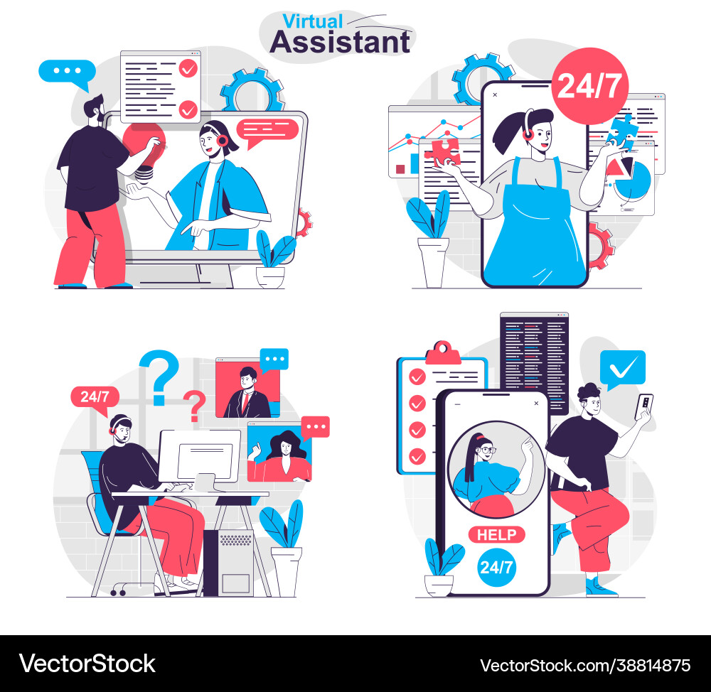 Virtual Assistant Communication Royalty Free Vector Image