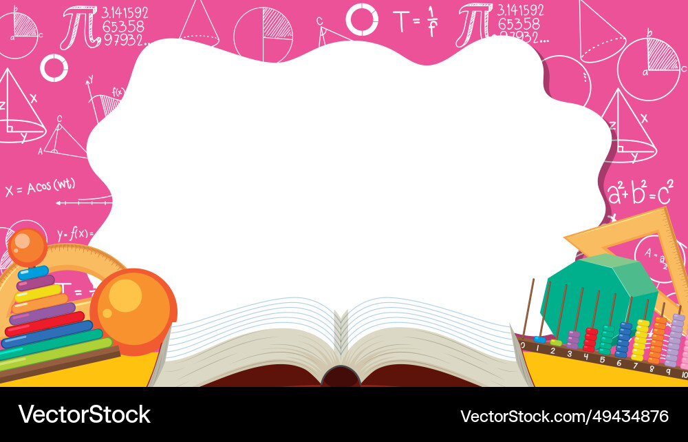 Blank banner border with math tools Royalty Free Vector