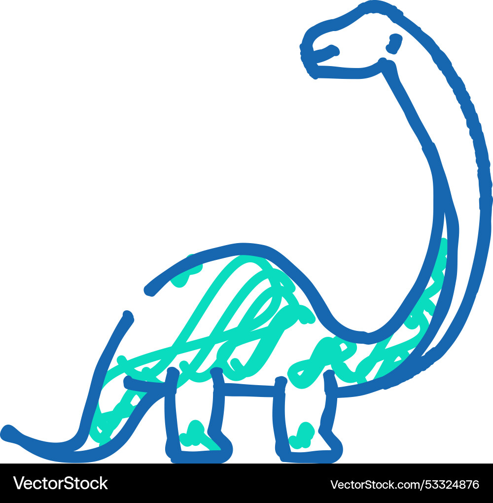 Brontosaurus dinosaur animal icon doodle Vector Image