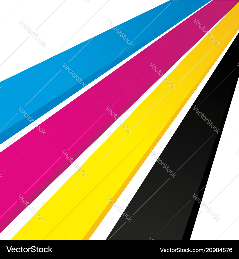 Cmyk 3d perspective line block background design Vector Image