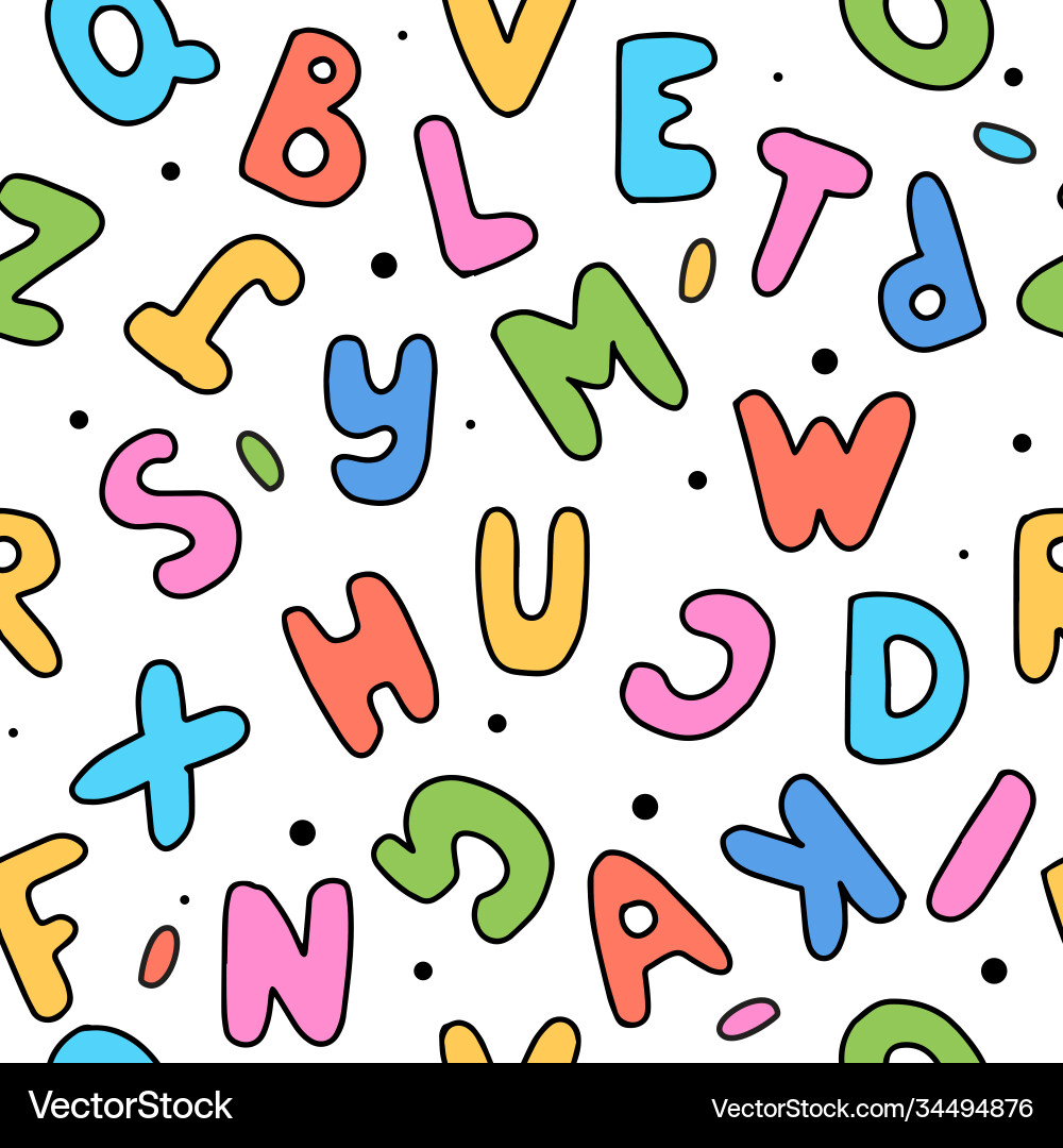 Cute cartoon letters seamless pattern colorful Vector Image