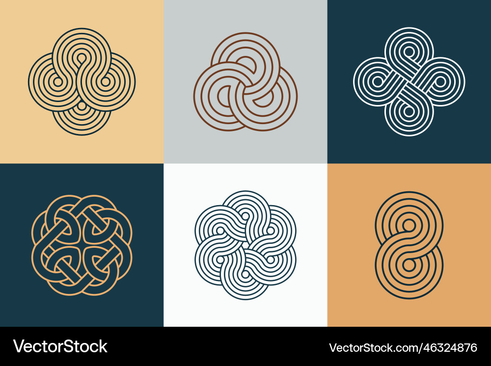 Geometric circle logo line art zen pattern Vector Image