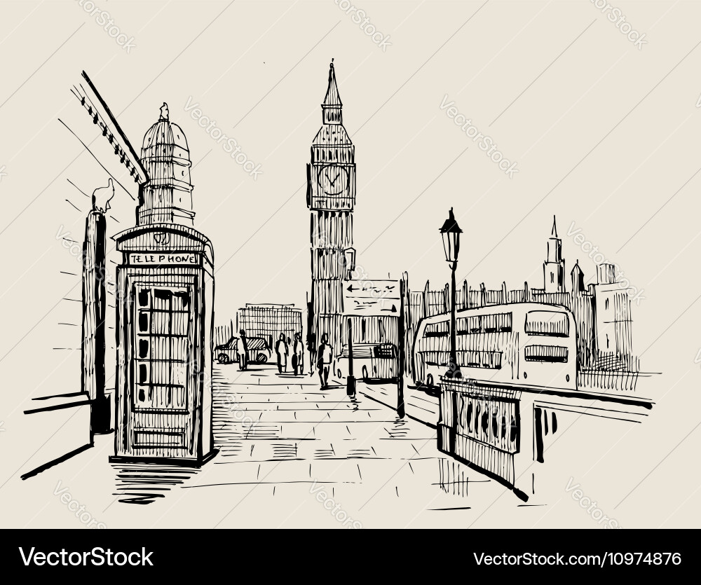 Hand-Drawn London Skyline Royalty Free Vector Image