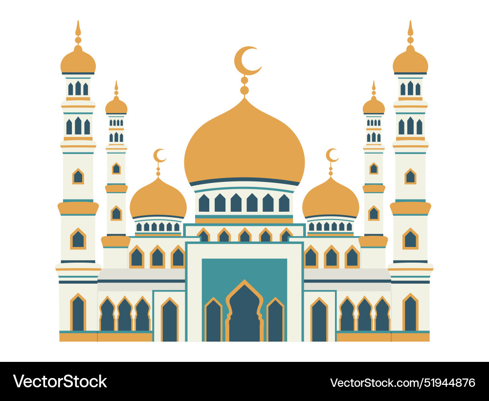 Islamic mosque building beautiful muslim temple Vector Image