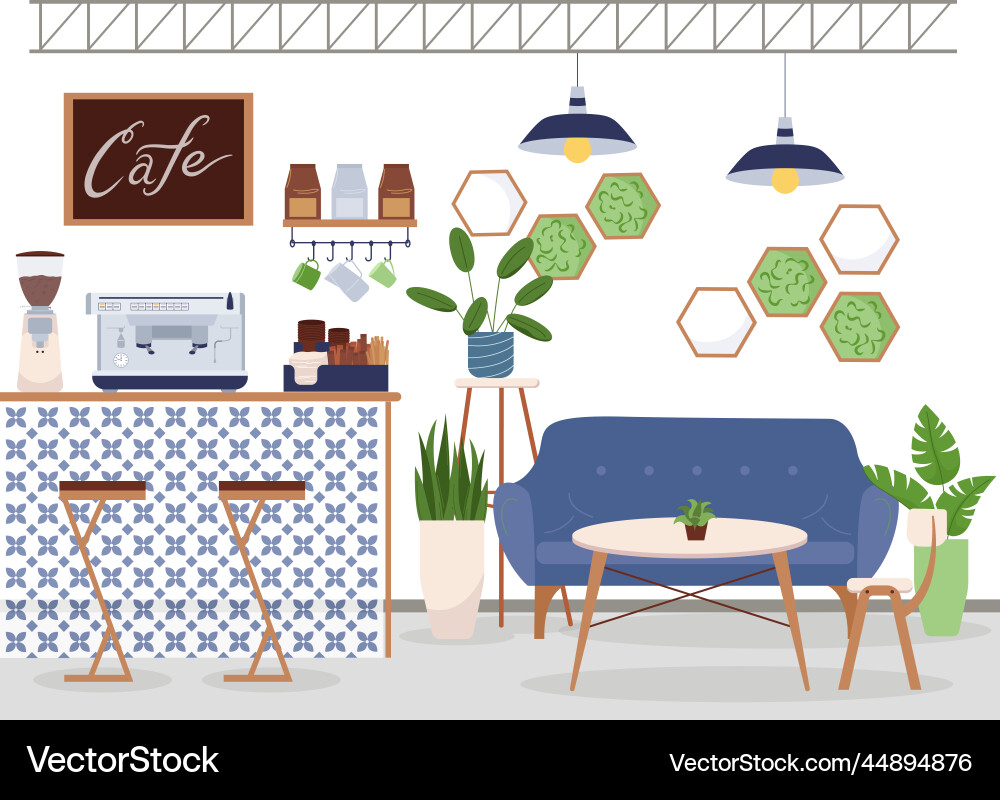 Modern cafe interior background Royalty Free Vector Image