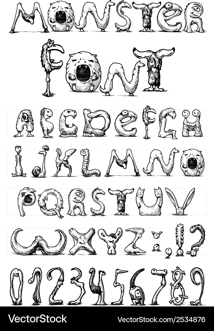 Monster font Royalty Free Vector Image - VectorStock