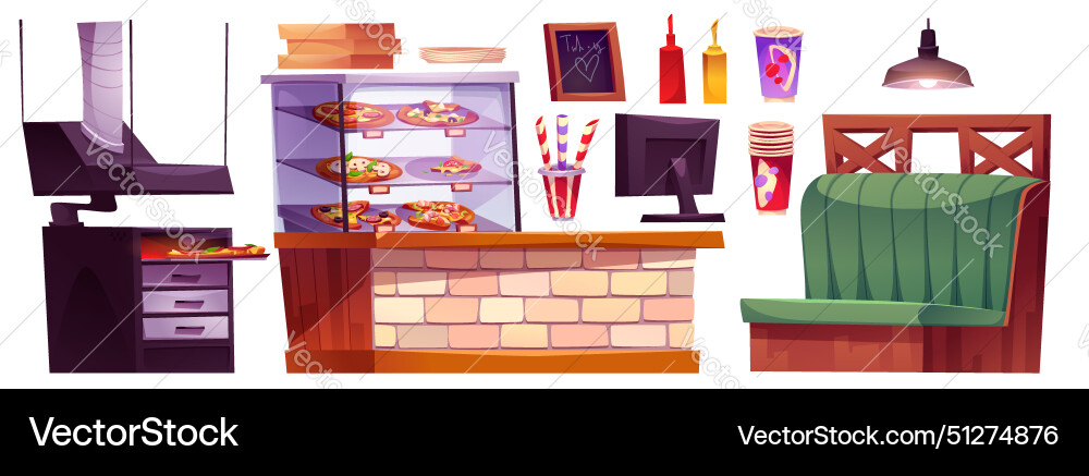 Pizza restaurant design elements set Royalty Free Vector