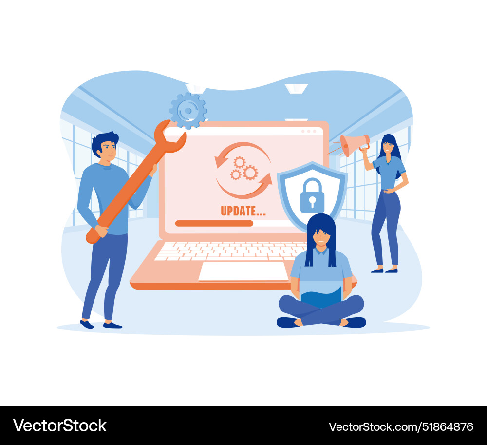 Software update people for mobile app design Vector Image