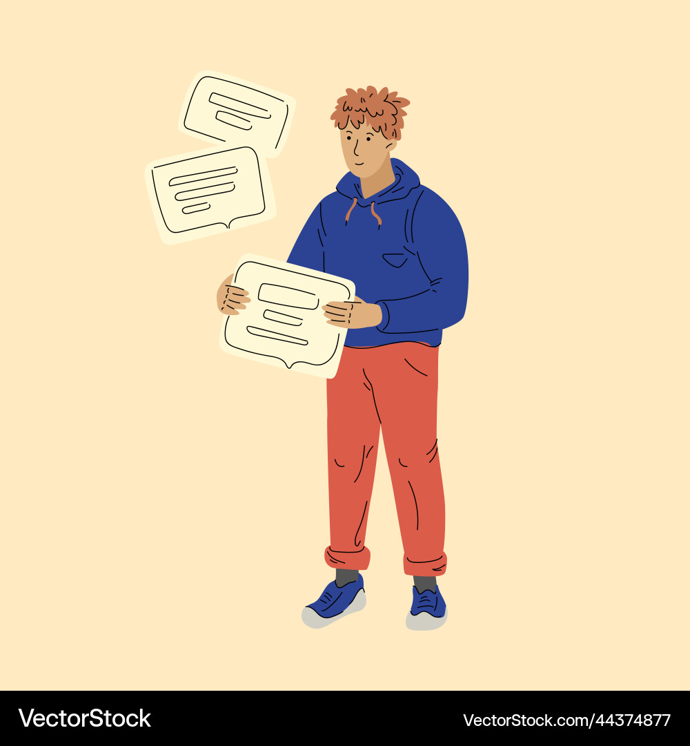 A man holds sign with message isolated Royalty Free Vector