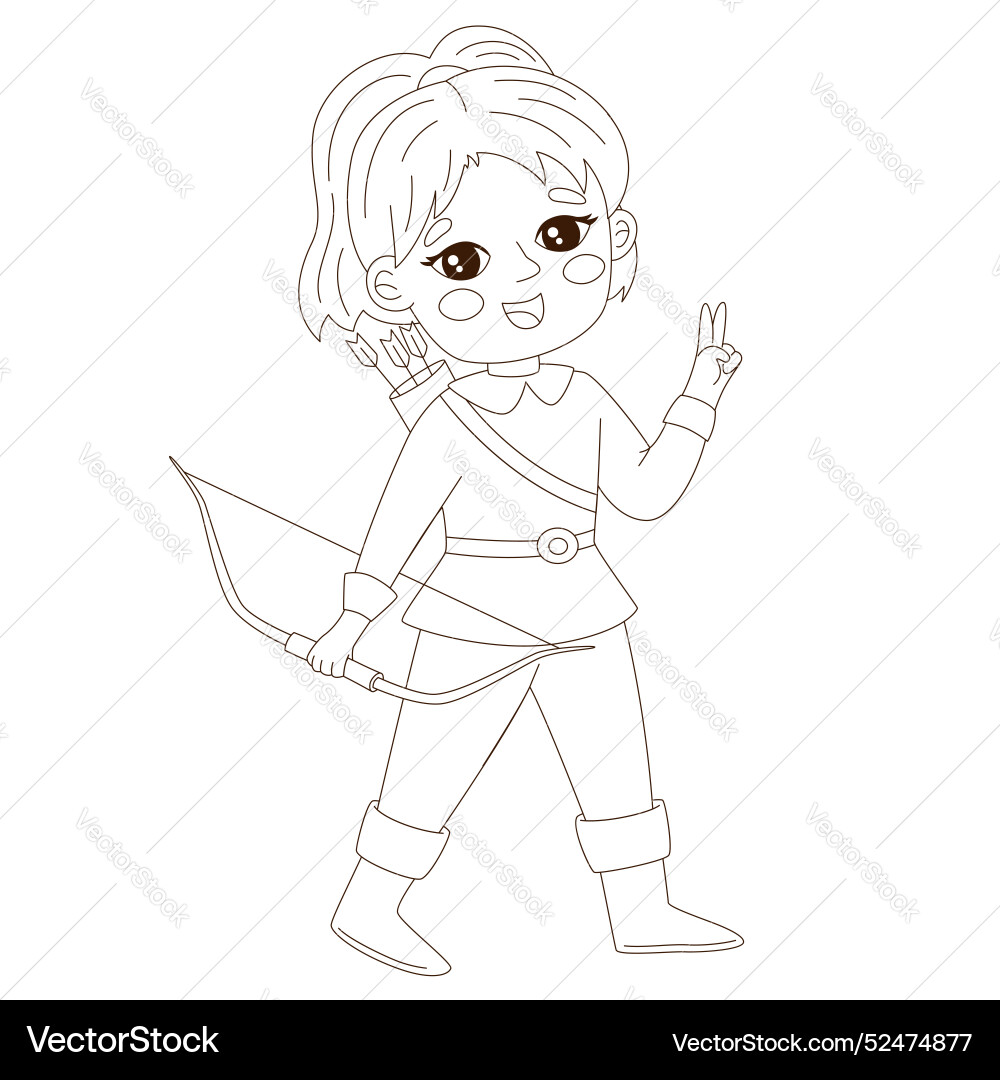 Charming coloring pages featuring a cute girl Vector Image