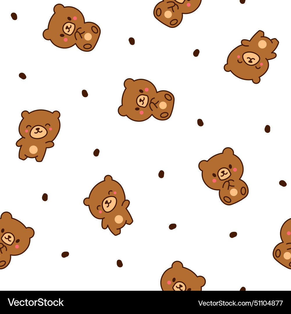 Cute kawaii teddy bear seamless pattern cartoon – Royalty-Free Vector ...
