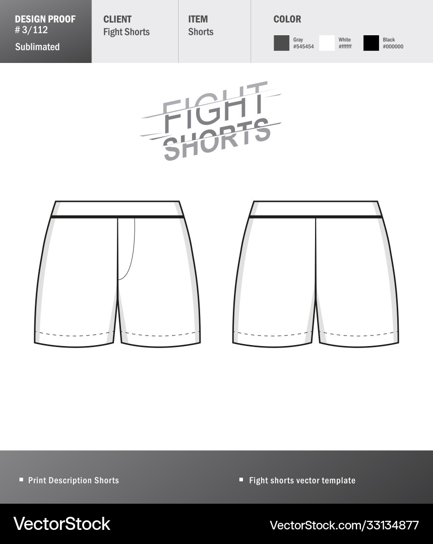 Fight shorts template for your design Royalty Free Vector
