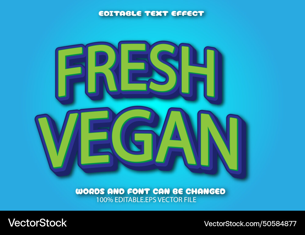 Fresh vegan editable text effect cartoon style Vector Image