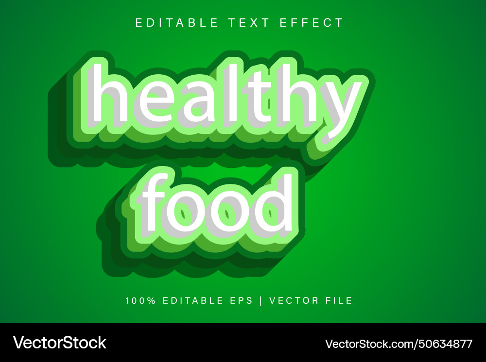 Healthy food editable text effect cartoon style Vector Image