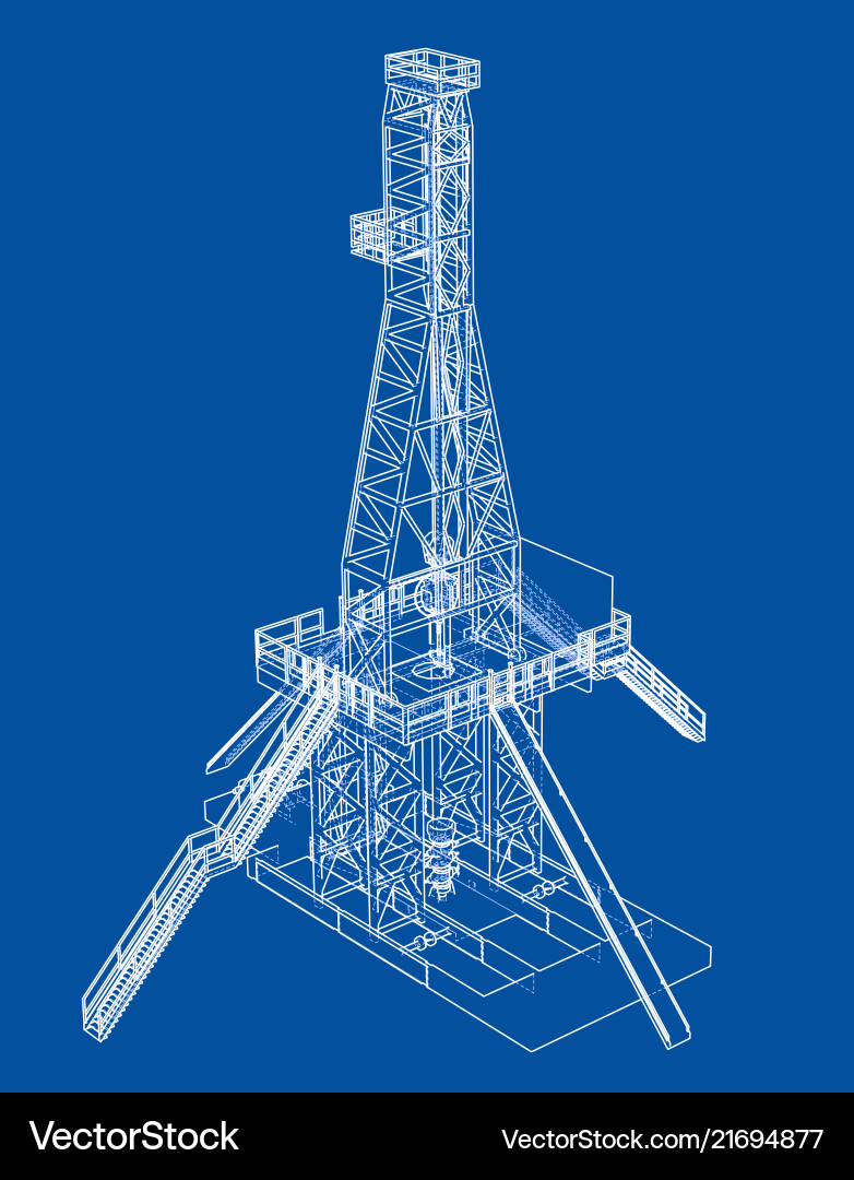 Oil Rig 3D Rendering Royalty Free Vector Image