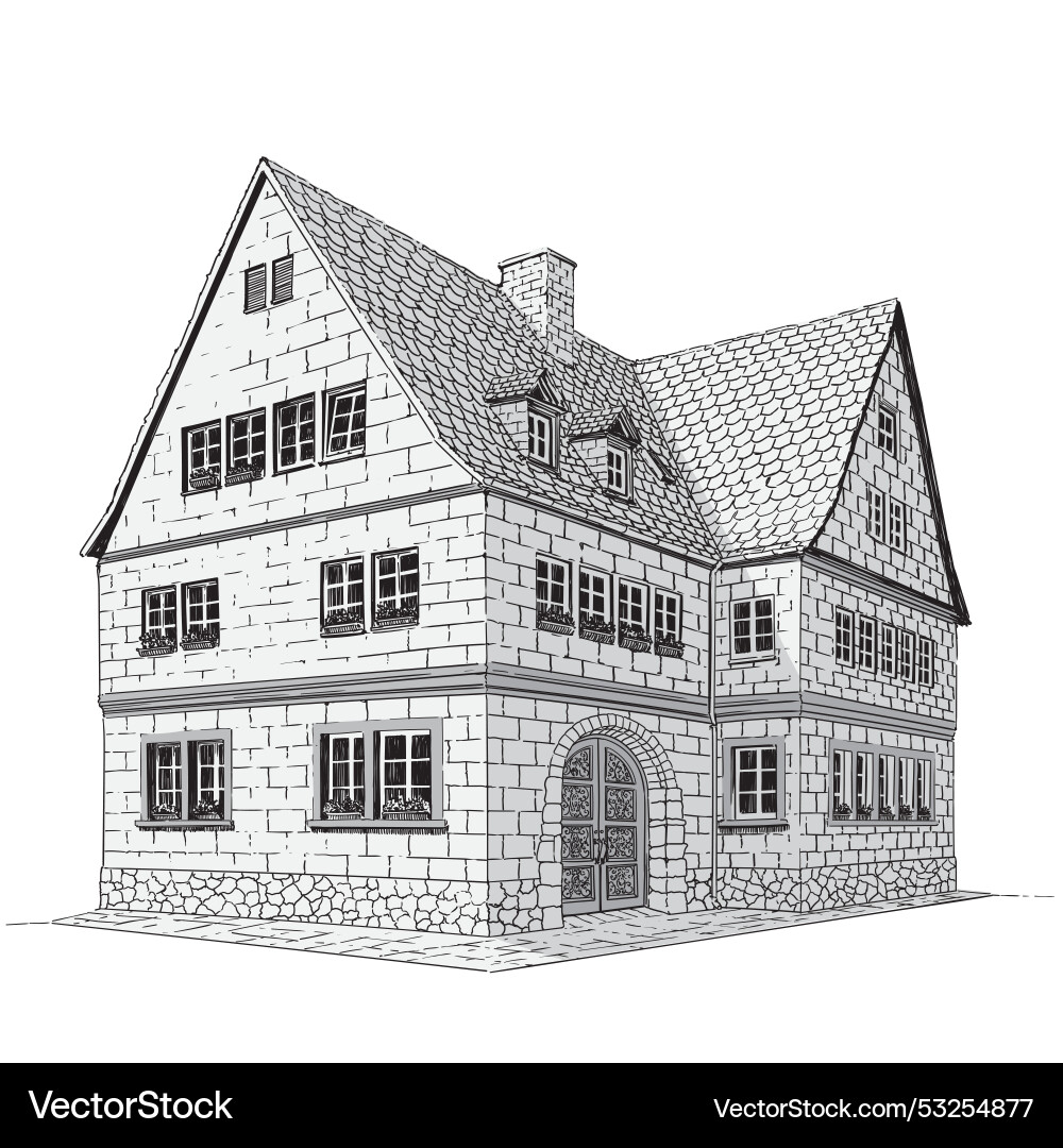 Old stone village house Royalty Free Vector Image