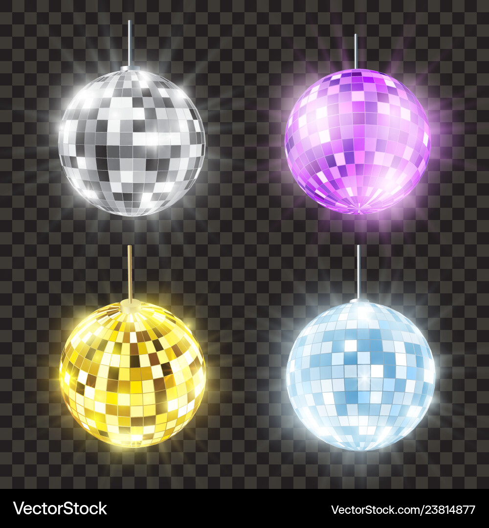 Realistic shiny disco ball set bright round Vector Image