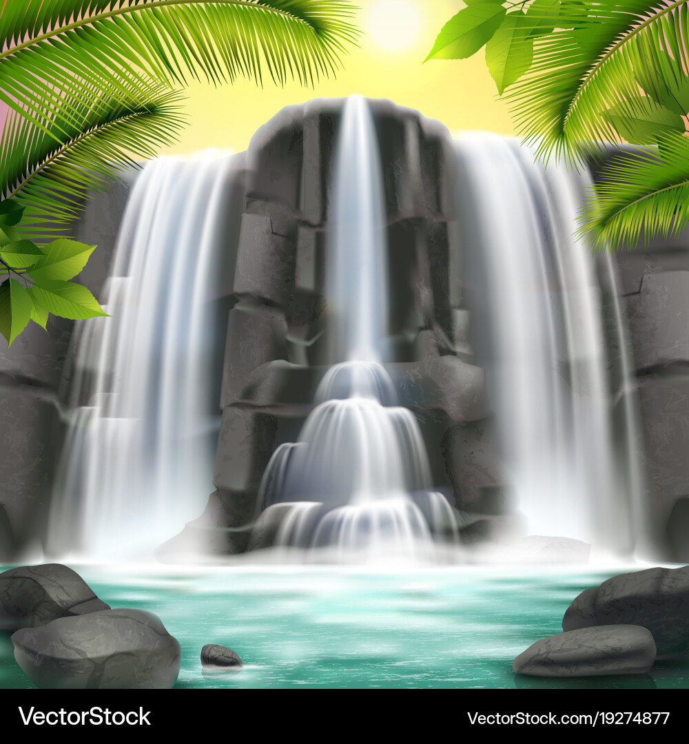 Waterfall Landscape Background Royalty Free Vector Image