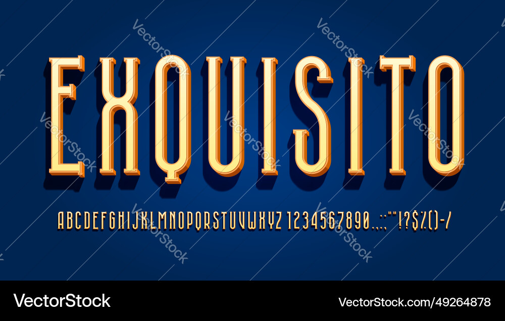 3d tall font classy modern type serif typeface Vector Image
