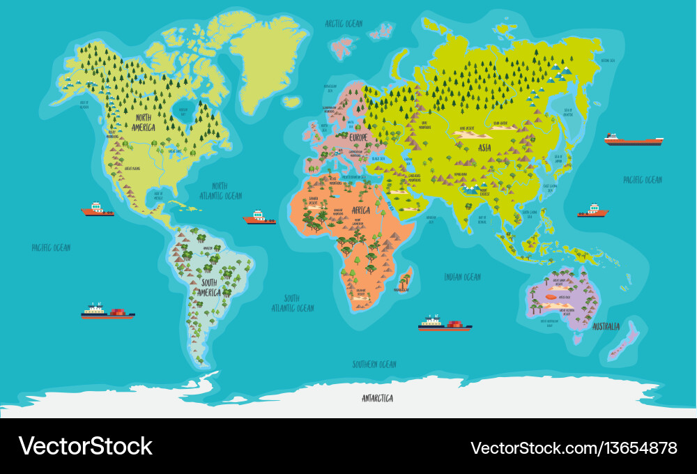 Detailed World Map Royalty Free Vector Image - VectorStock