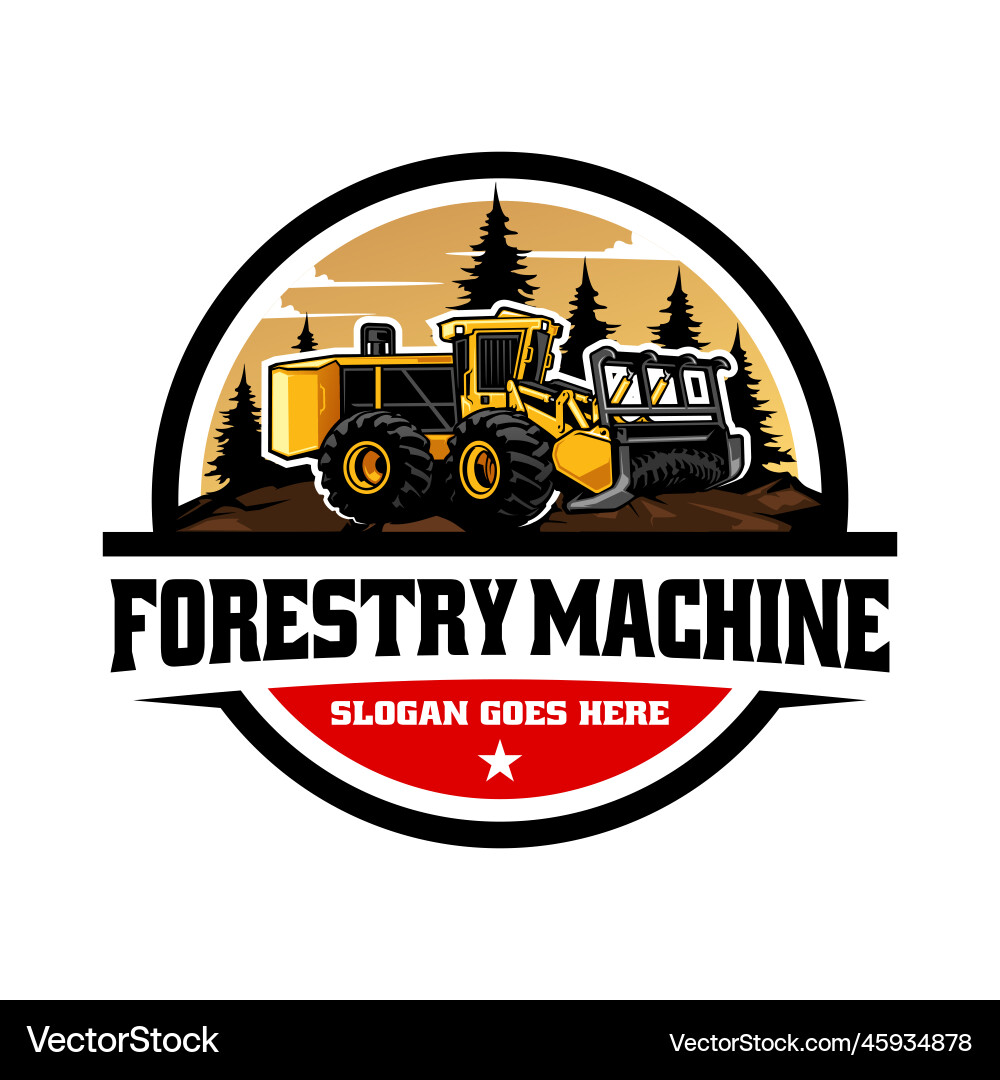 Forestry mulcher machine logo Royalty Free Vector Image