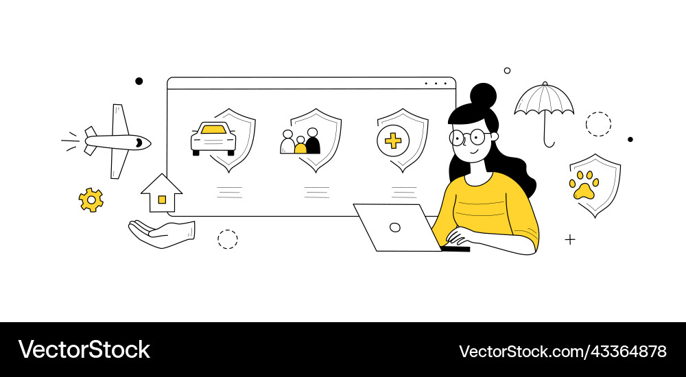 Insurance service doodle concept secure assurance Vector Image