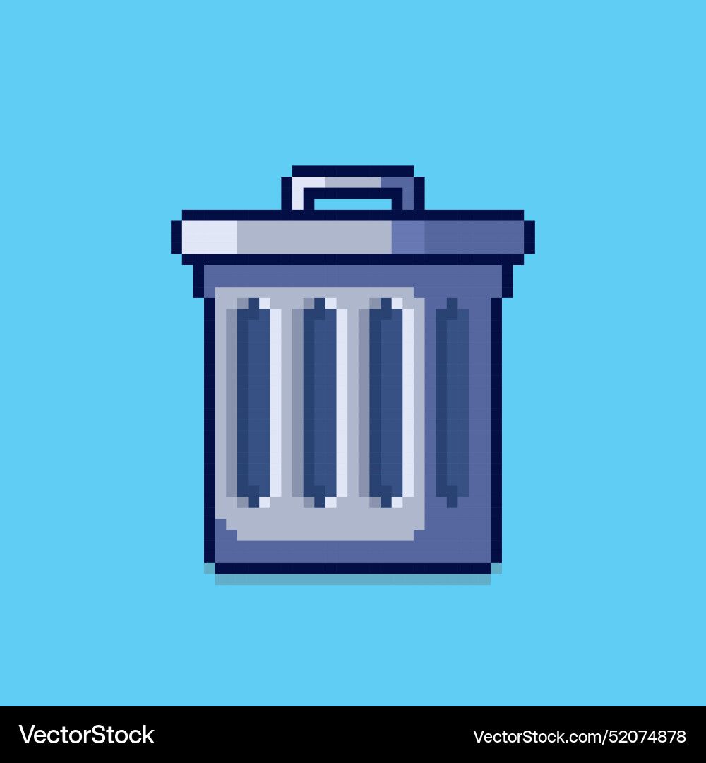 Pixel art trash can game asset design Royalty Free Vector