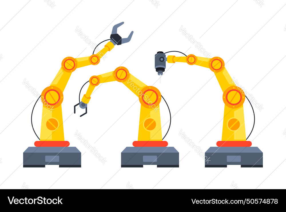 Robotic arms manufacturing automation technology Vector Image