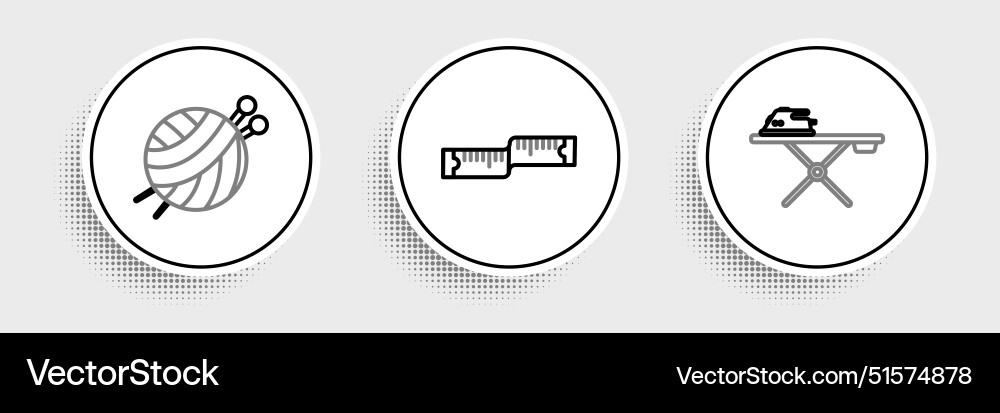 Set line electric iron and ironing board yarn Vector Image