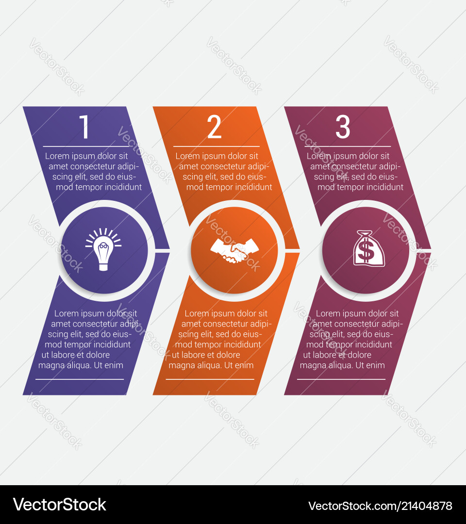 Timeline arrows three positions Royalty Free Vector Image