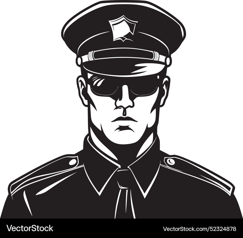 Undercover vigilance detailed black cop Royalty Free Vector