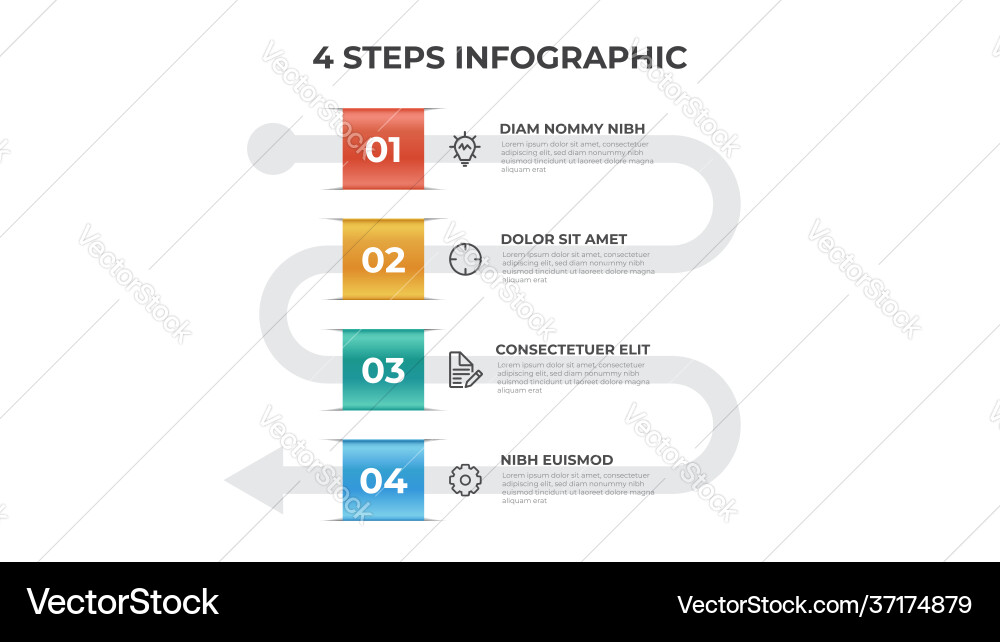 4 points steps arrow list flow diagram layout Vector Image