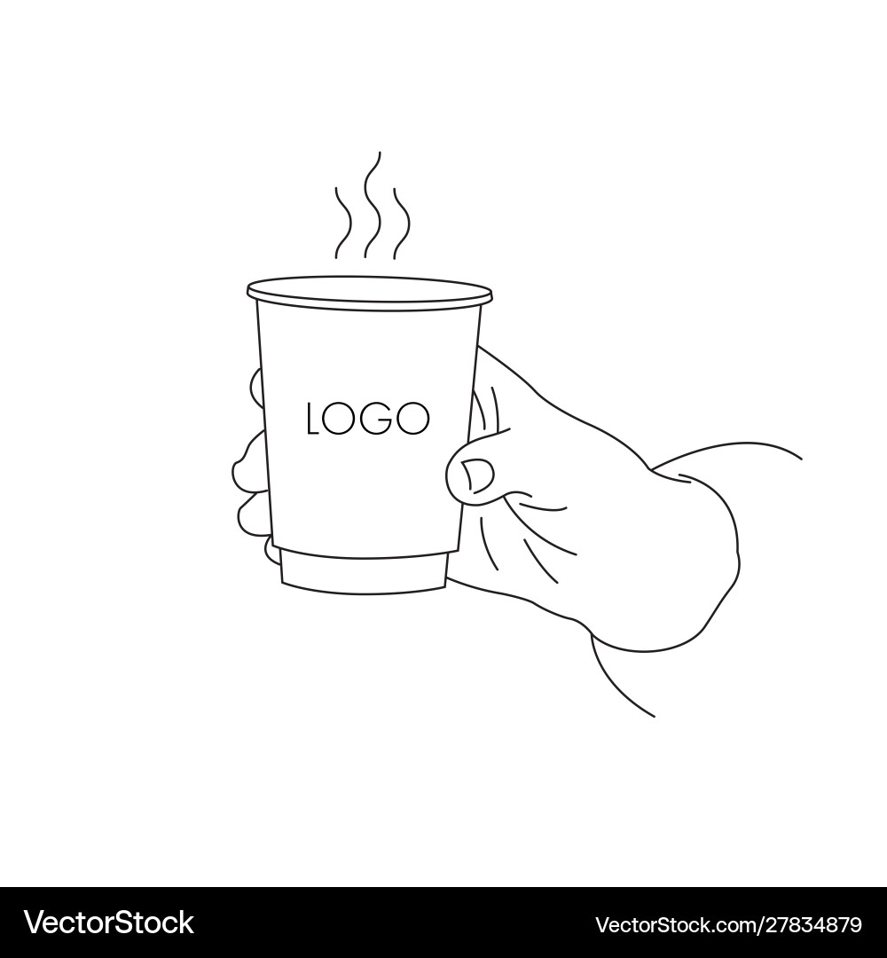 A hand holding paper cup Royalty Free Vector Image
