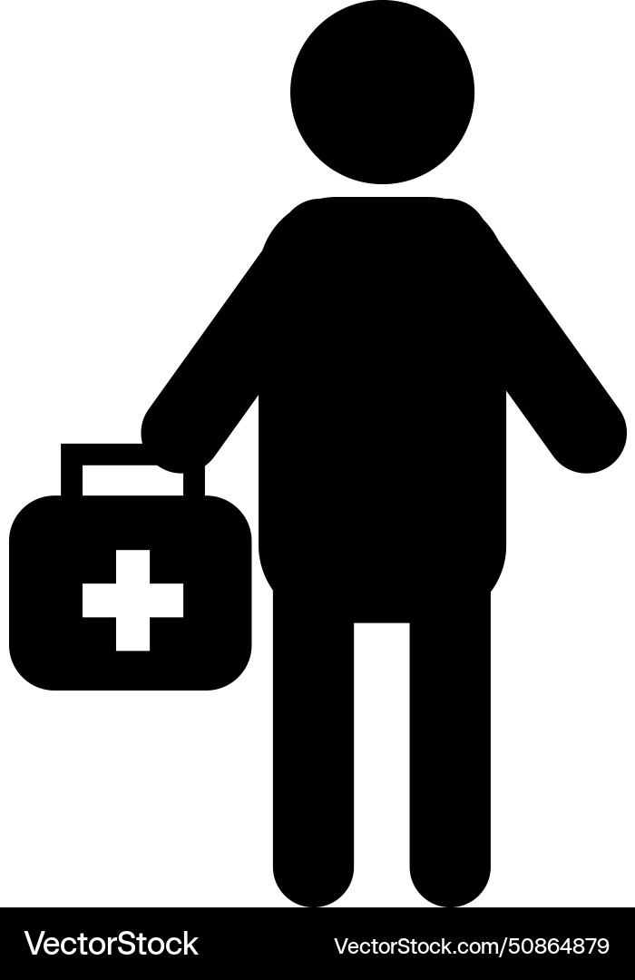 Avatar doctor icon with first aid bag Royalty Free Vector