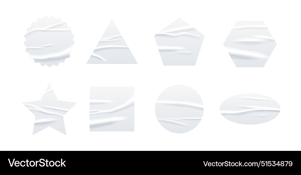 Crumpled white paper sticker Royalty Free Vector Image