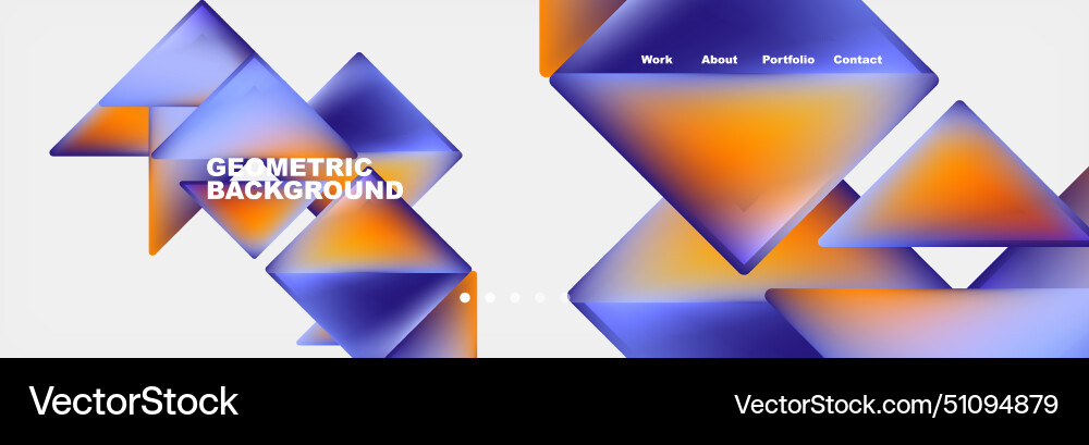 Geometric art with blue and orange triangles Vector Image