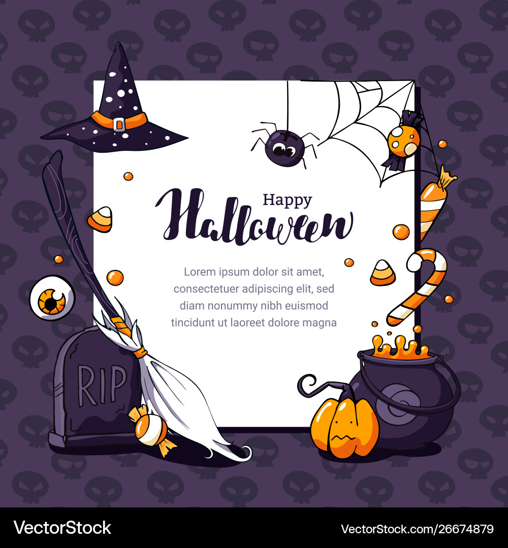 Halloween postcard with scary Royalty Free Vector Image