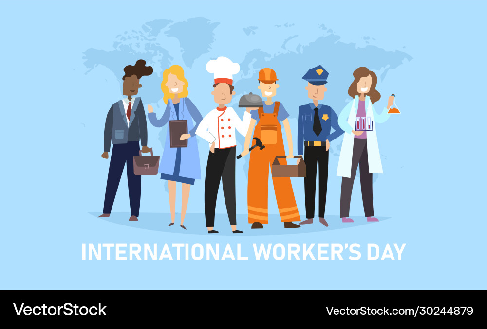 International workers day banner with diverse Vector Image