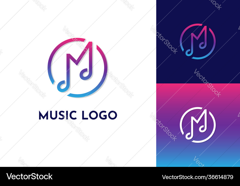 Musical M Logo - Note & Letter Royalty Free Vector Image