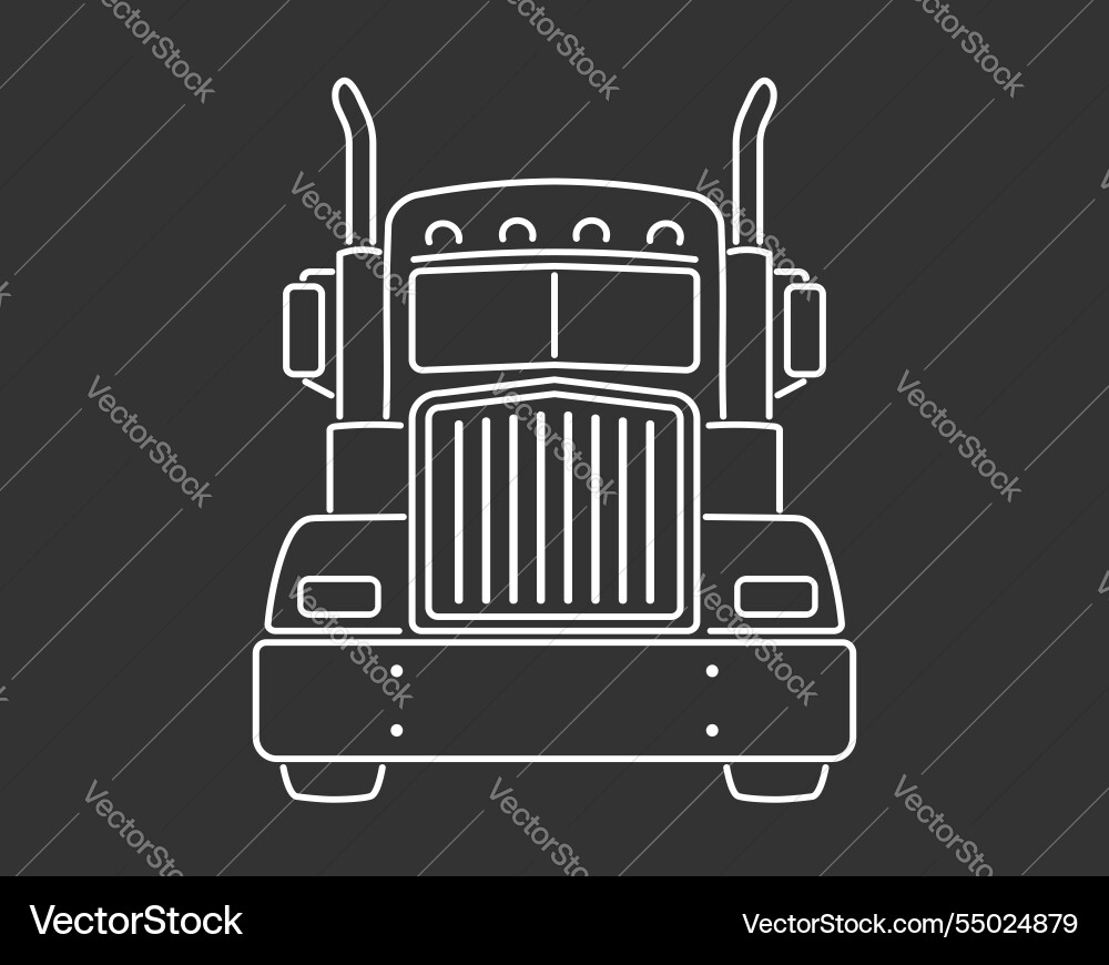 Semi truck outline lorry white blank template Vector Image