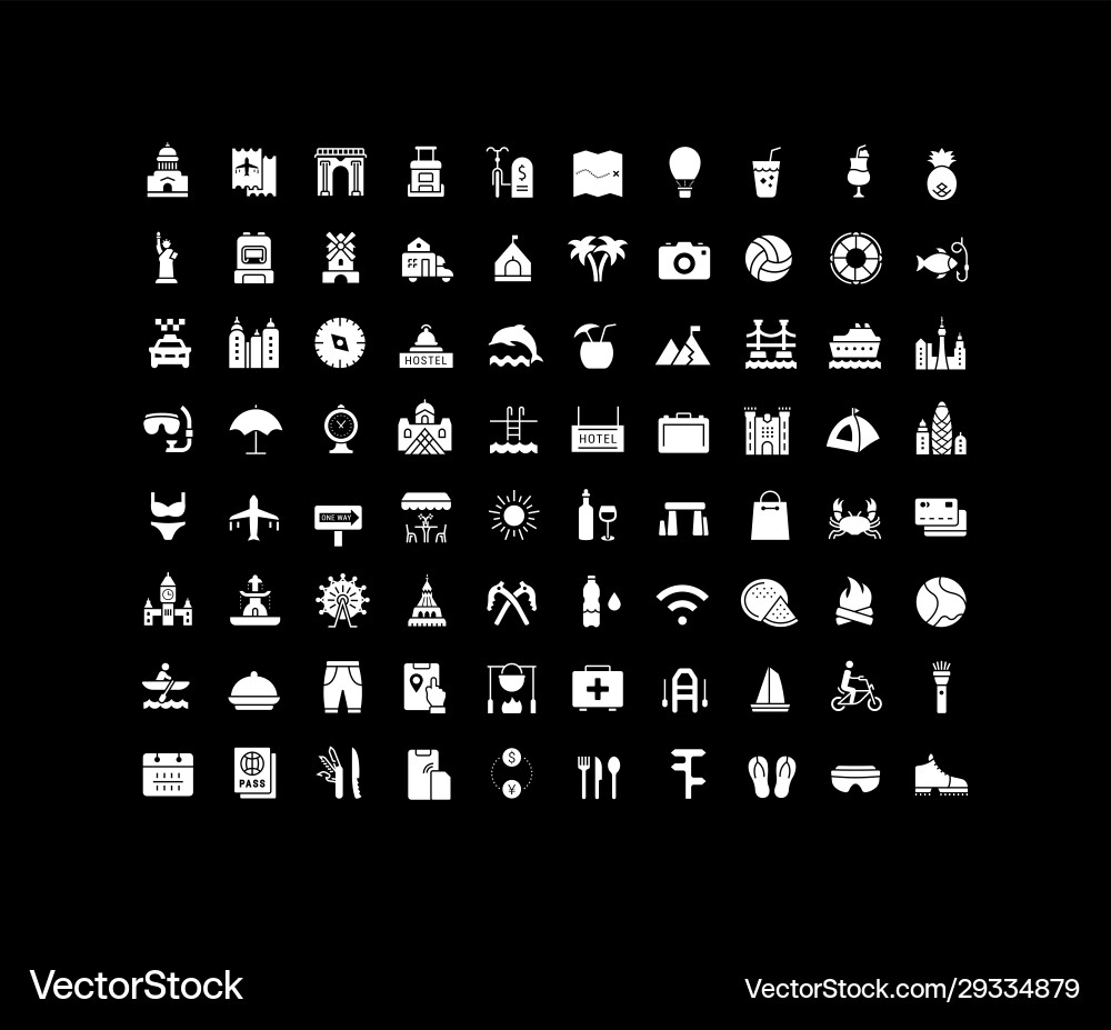 Set simple icons travel Royalty Free Vector Image