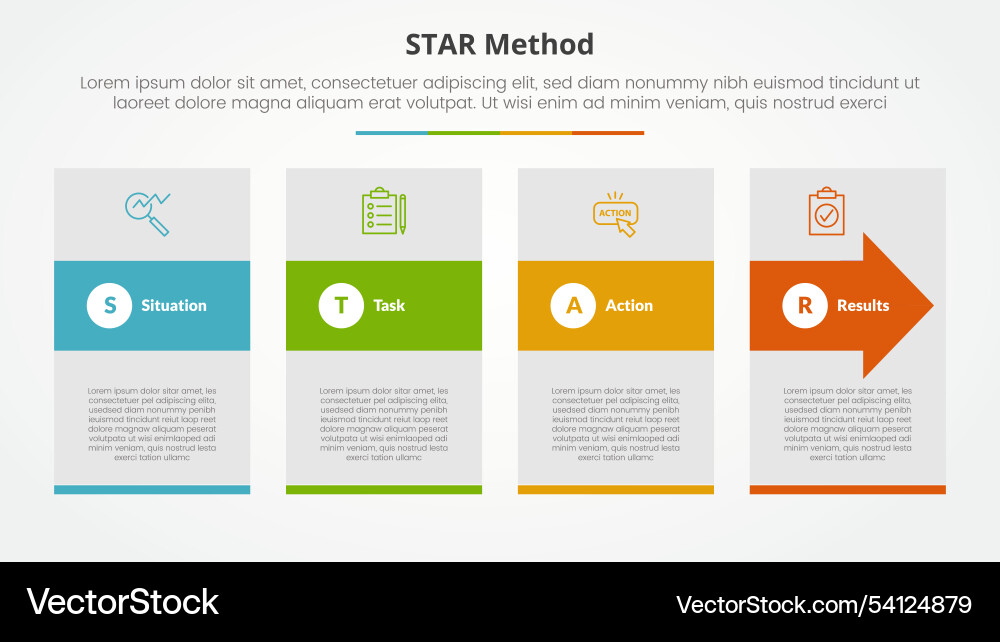Star method infographic concept for slide Vector Image