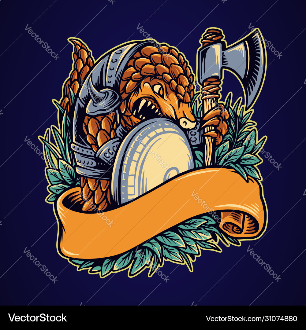 Animal pangolin warrior Royalty Free Vector Image