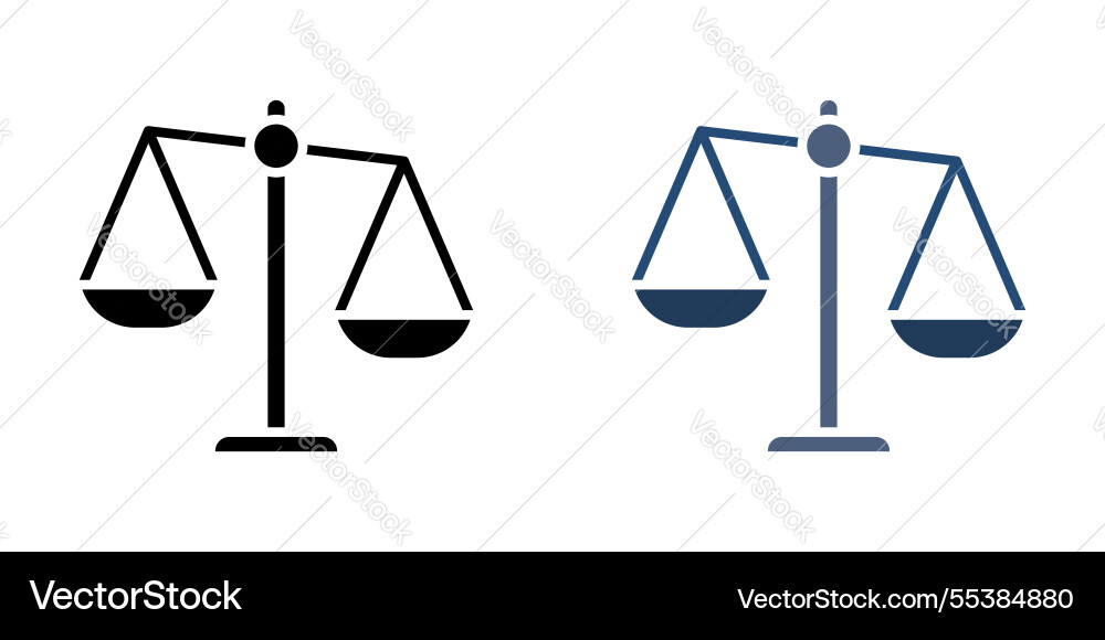 Balance scale icons pack in black and colored Vector Image