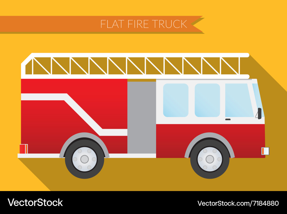 Fire Truck Flat Illustration Royalty Free Vector Image
