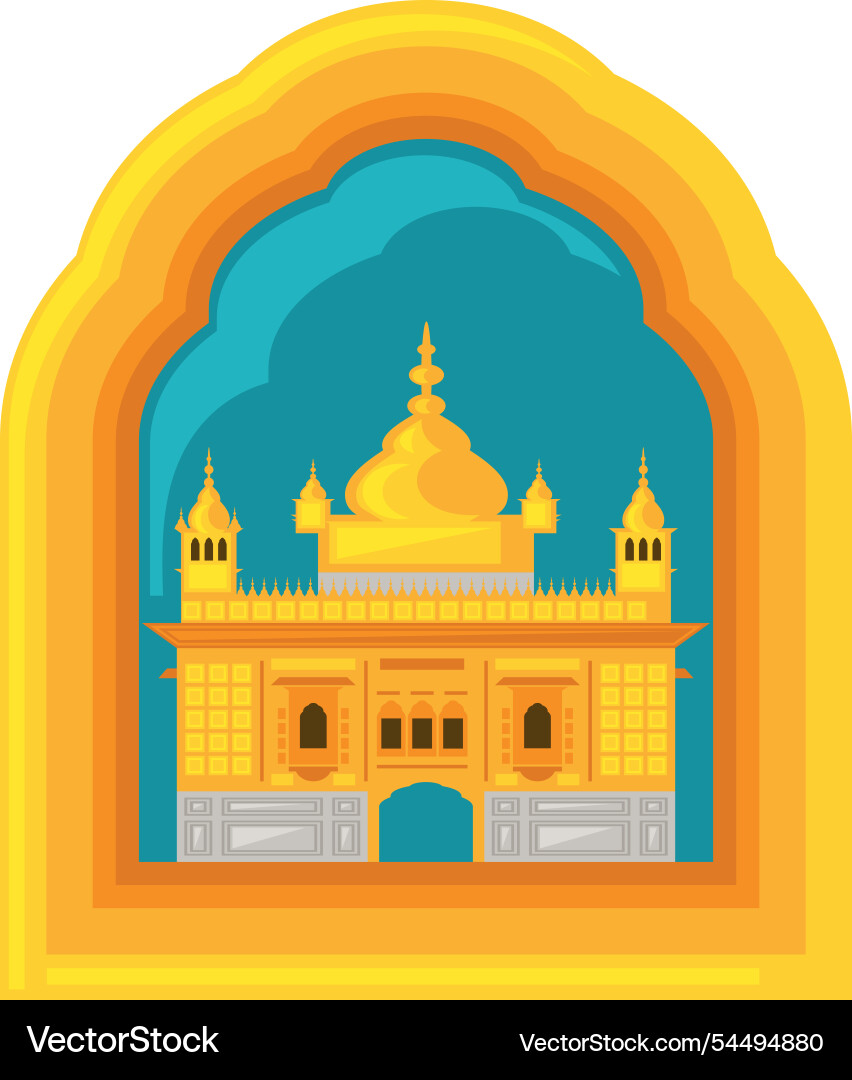 Golden temple in frame Royalty Free Vector Image