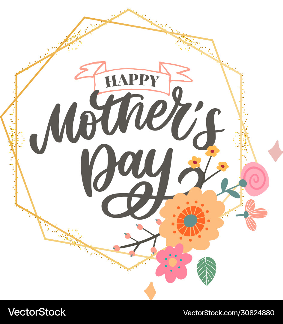 Happy mothers day lettering handmade calligraphy Vector Image