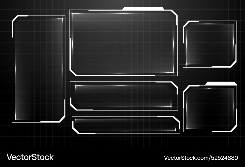 Hud frames white transparent cyber futuristic Vector Image