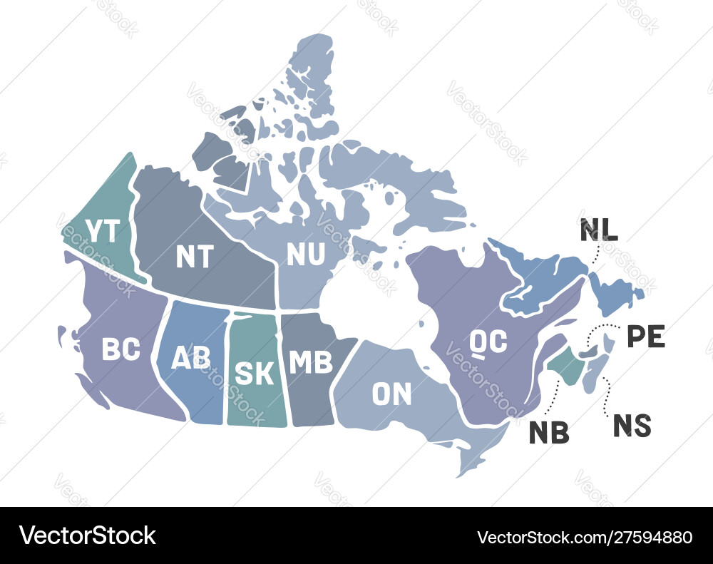 Map canada poster provinces Royalty Free Vector Image