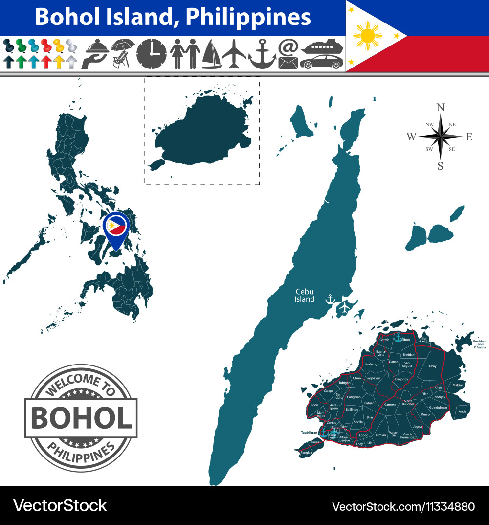 Map of bohol island Royalty Free Vector Image - VectorStock